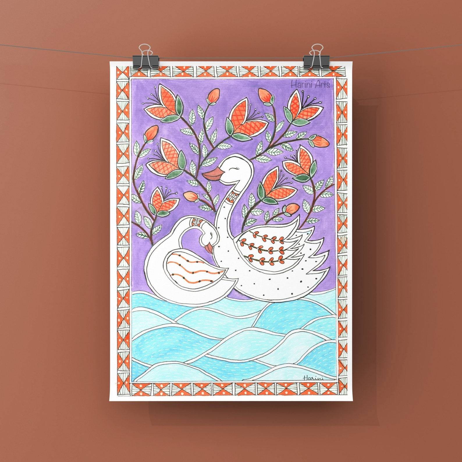 Madhubani Painting , Madhubani Wall Art Print, Indian Painting ...