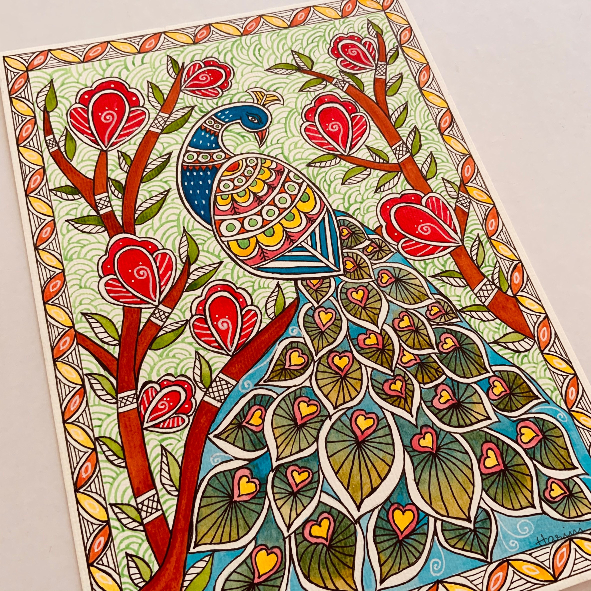 Madhubani painting peacock painting Indian painting | Etsy Madhubani painting peacock painting Indian painting | Etsy