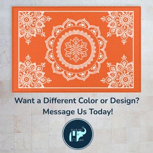 Pooja Decoration, Rangoli Mat Orange Area Rug, Mandala Mandir Mat ...