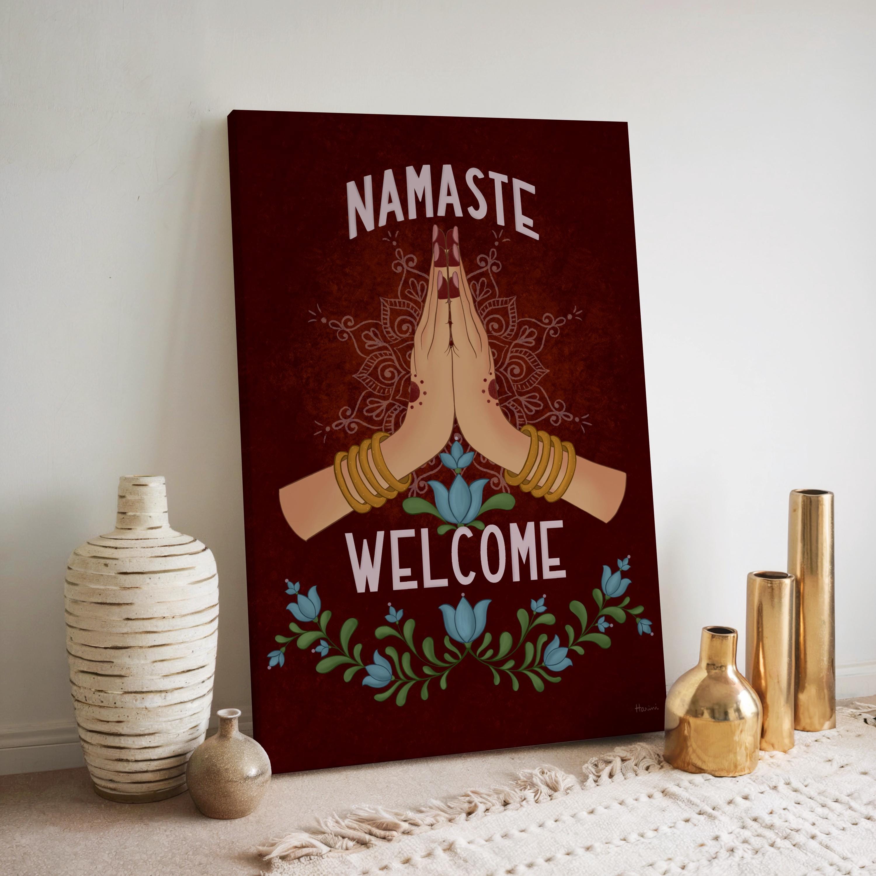 Namaste Wall Decor Canvas Print|| Namaste Sign || Indian Entrance Decor ...