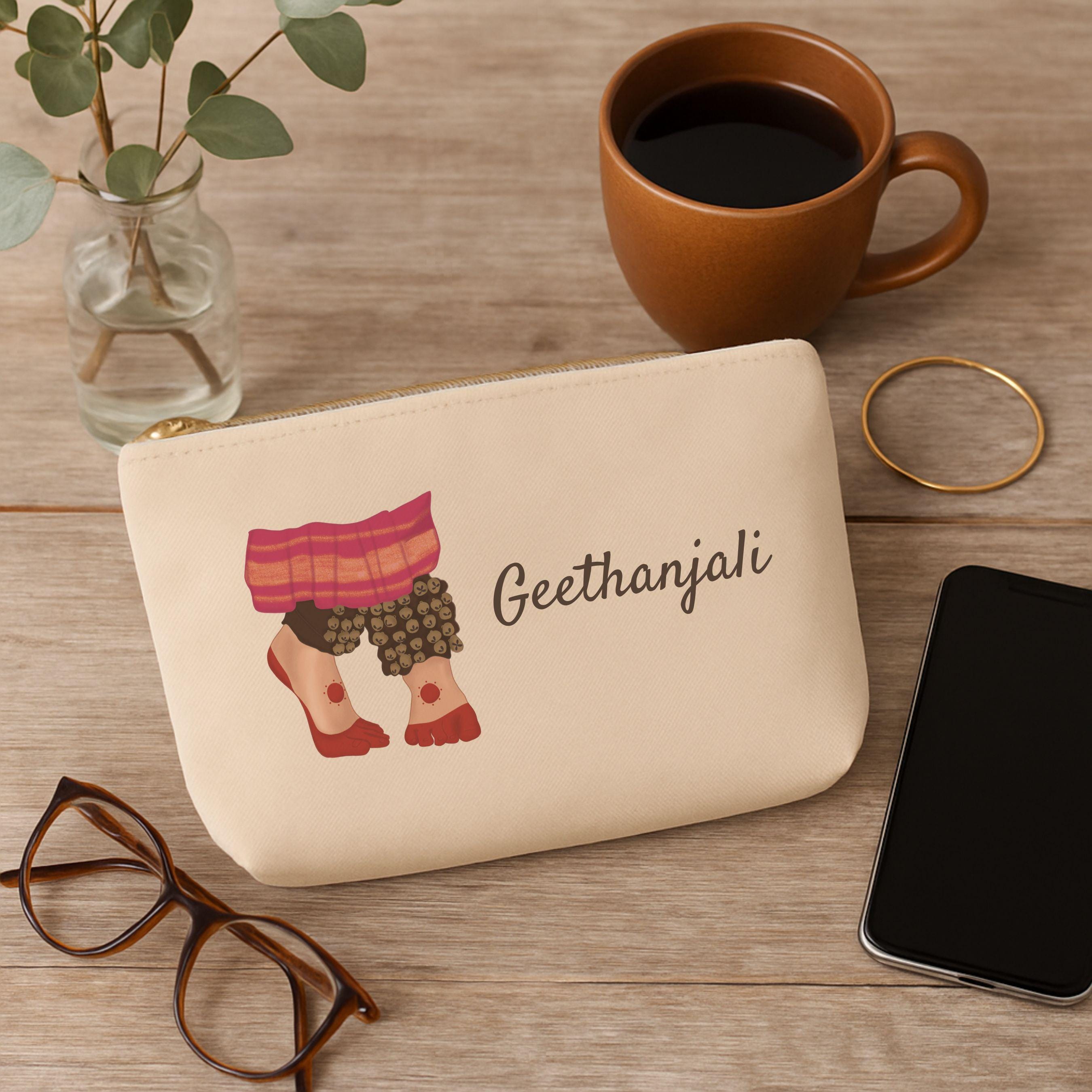 Personalized Arangetram Gift, Bharatanatyam Dancer Cosmetic Pouch ...