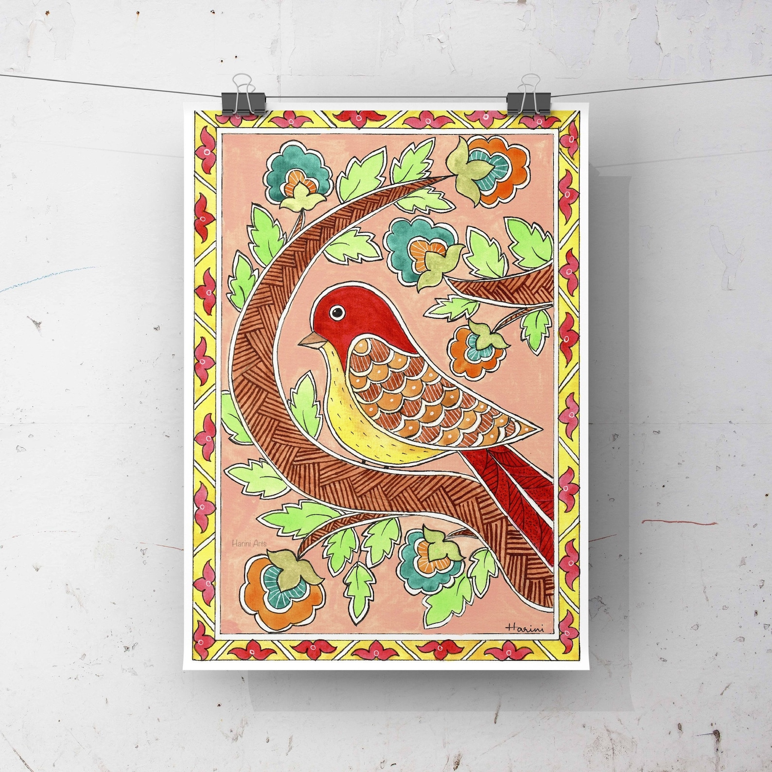 Madhubani Painting || Madhubani Wall Art || Indian Painting || Madhubani Art Print || Madhubani ...