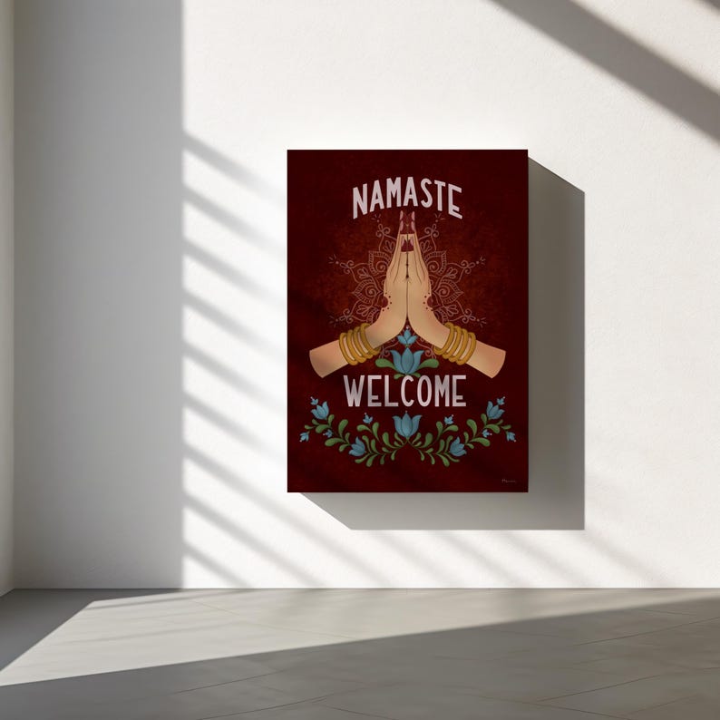 Namaste Wall Decor Canvas Print|| Namaste Sign || Indian Entrance Decor ...