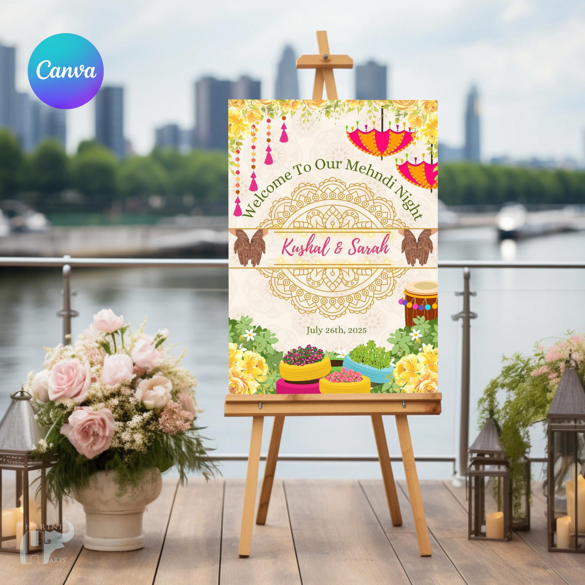 Mendhi Sign, Mehndi Welcome Sign, Mehndi Sign, Mendhi Welcome Sign ...