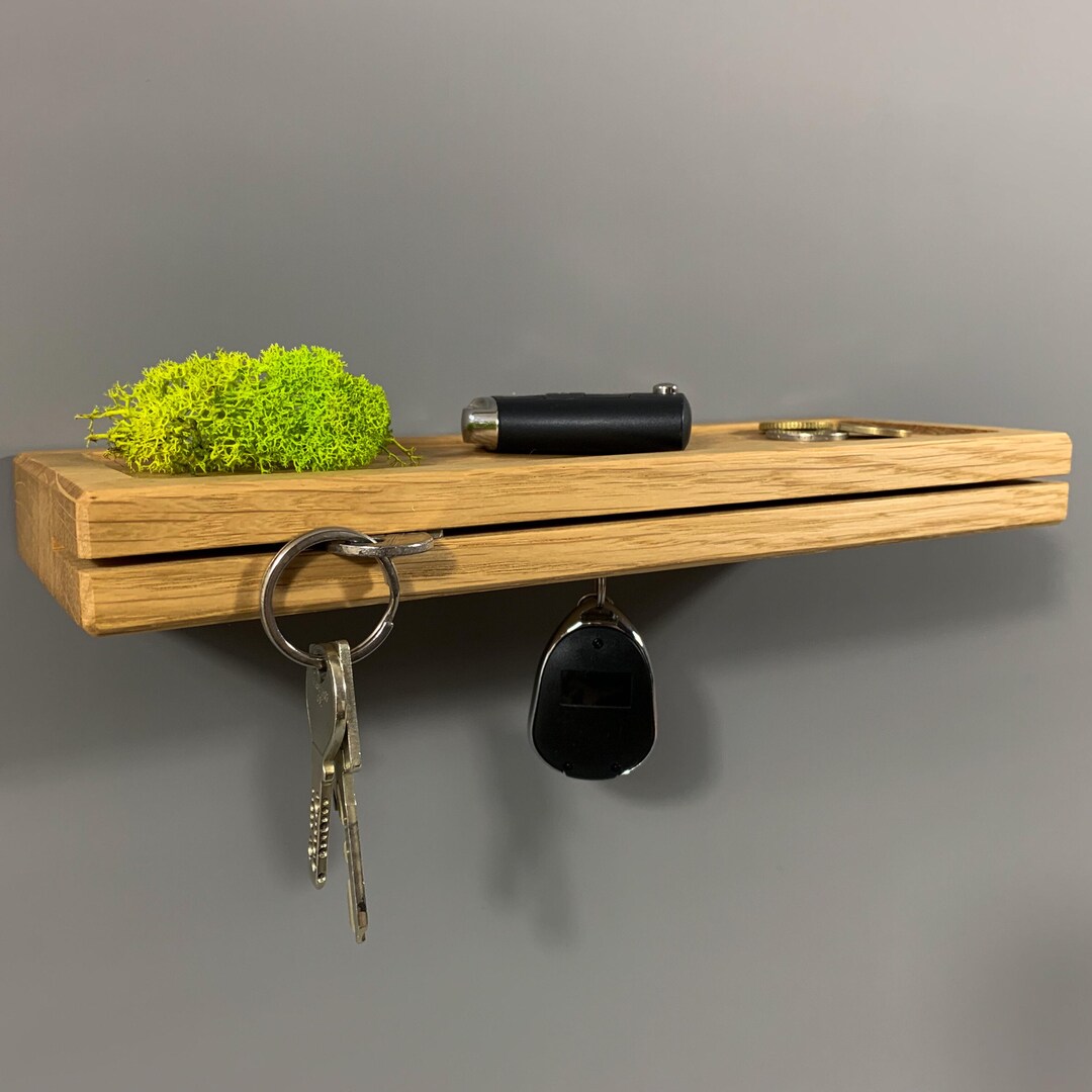 Oak Key Rack With Magnets & Storage | Modern Wooden Key Rack | Wall ...