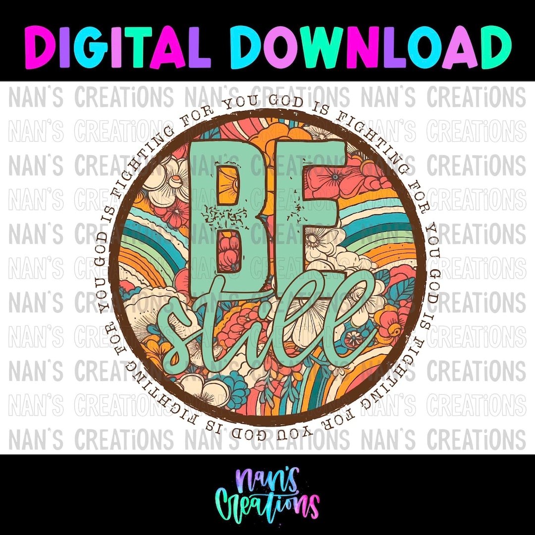 Be Still Floral Circle PNG Graphic | Christian Faith Bible Verse ...