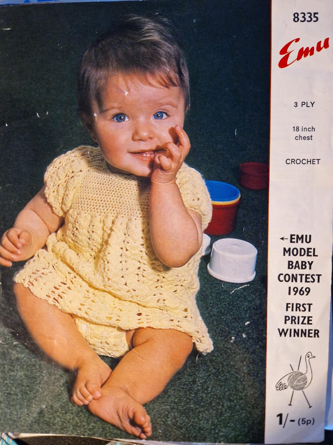 Instant Download PDF 1970's Vintage Emu 8335 Crochet Baby Dress Pattern ...