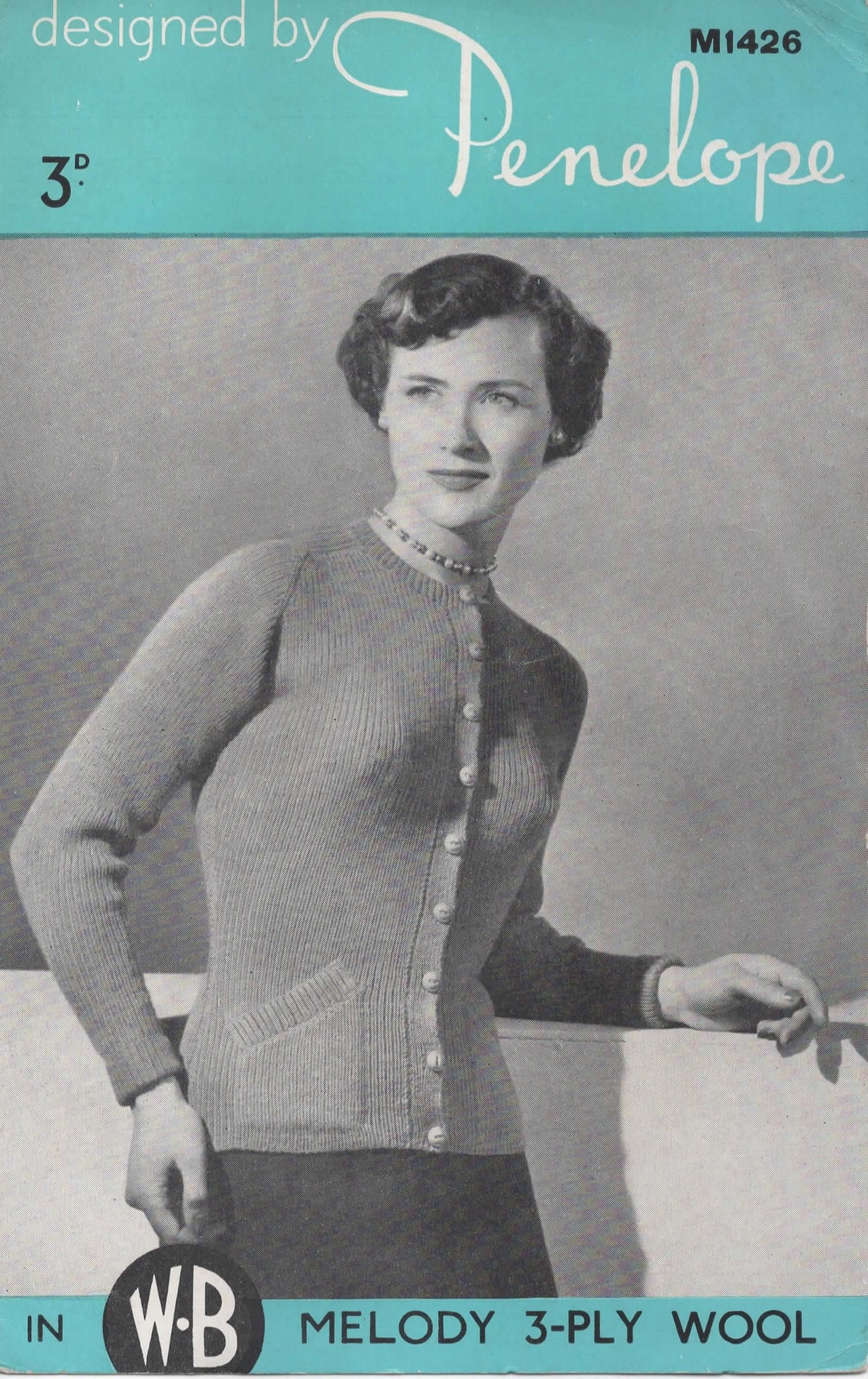 PDF Vintage Penelope M1426 Knitting Pattern 1940's Melody 3ply Wool ...
