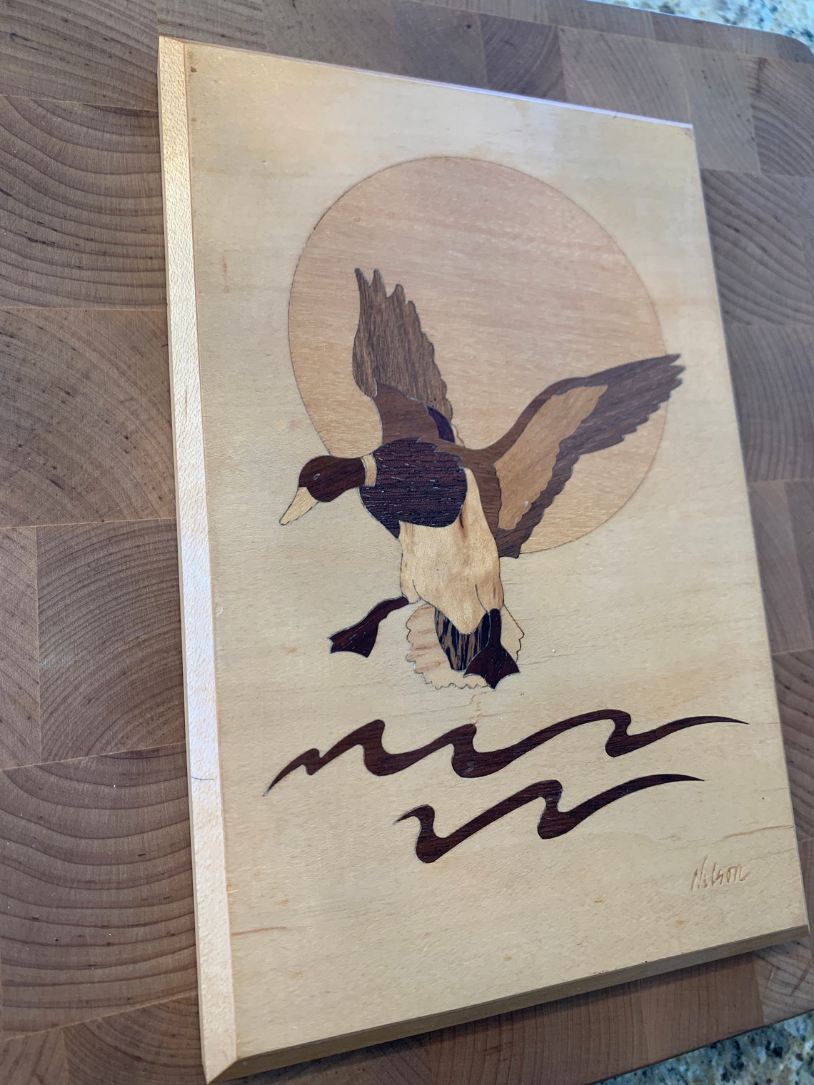 Vintage Hudson River Wood Inlay Mallard Duck Signed Jeff Nelson - Etsy