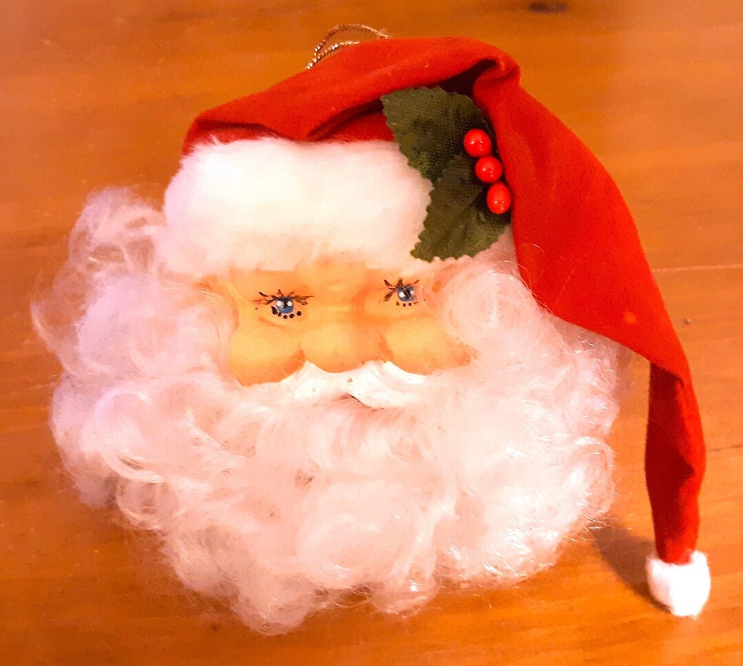 Vintage Santa Face Ornament Santa Doll Head Hollow Plastic 4 X 4 X 5 W ...