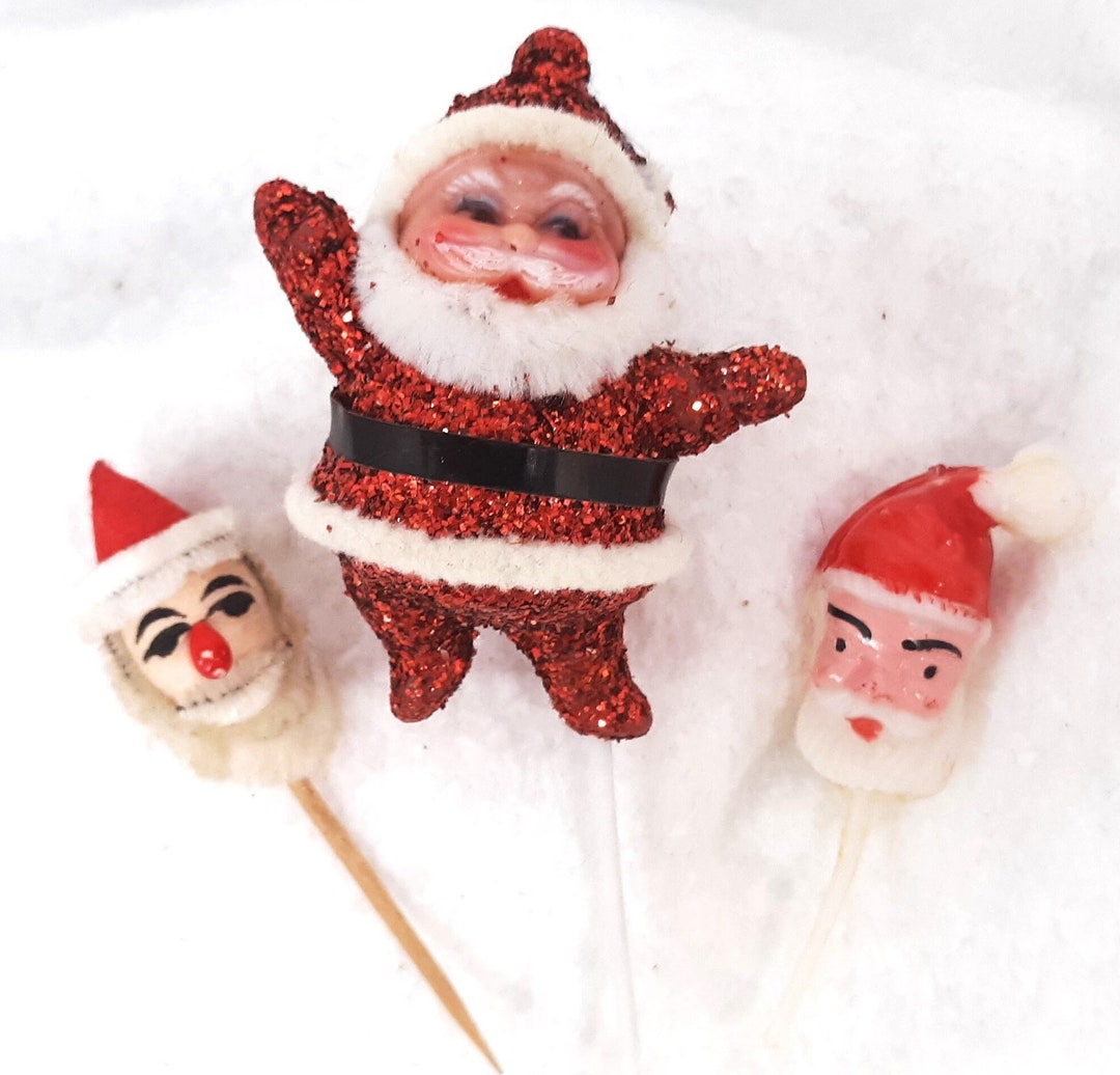 Vintage Santa Claus Floral Pick / Toppers 1950s Japan Spun Cotton ...