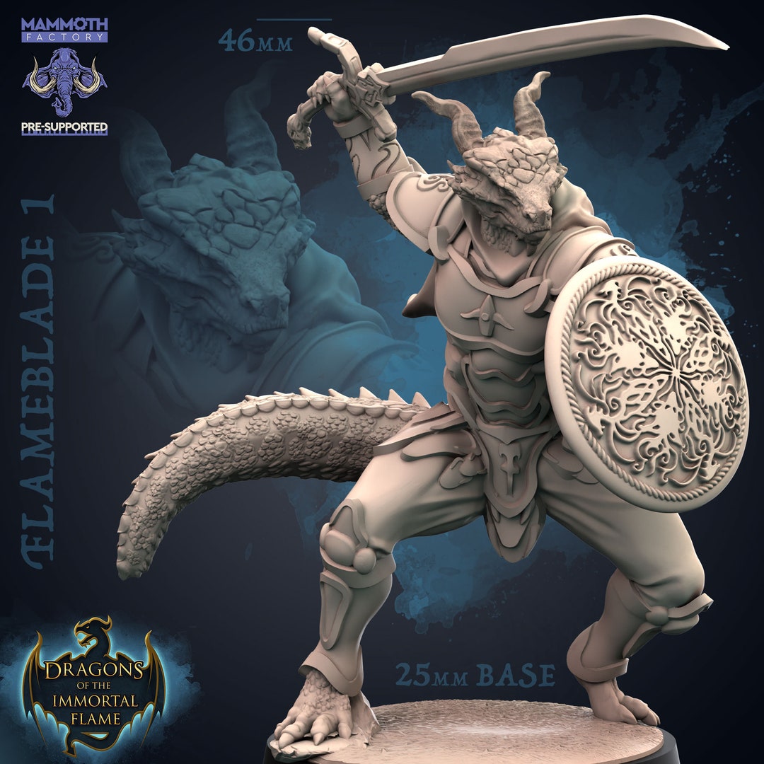 Dnd Miniature Dragonborn Champion Miniature for Dungeons and Dragons ...