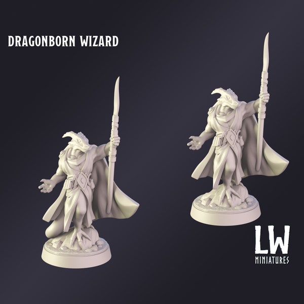 Dragonborn Wizard Miniature - Etsy