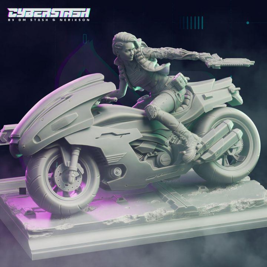 Dnd Cyberpunk Miniature Cyber Biker Punk Miniature for Dungeons and ...