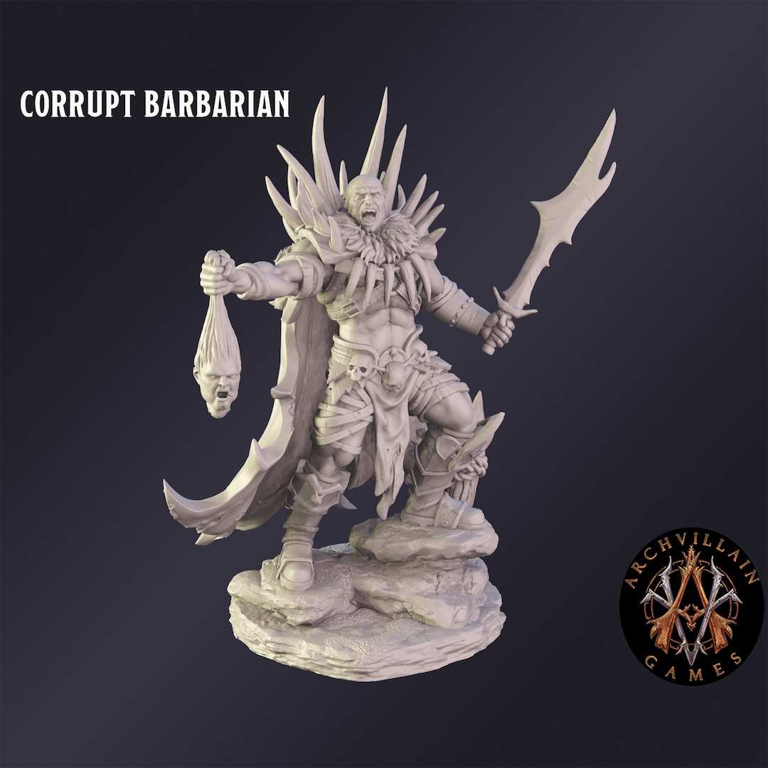 Dnd Miniature Corrupt Barbarian Miniature for Dungeons and Dragons ...