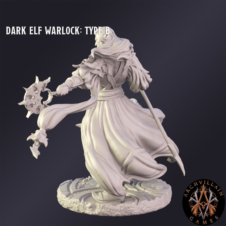 Dnd Miniature Dark Elf Warlock Miniature for Dungeons and Dragons ...