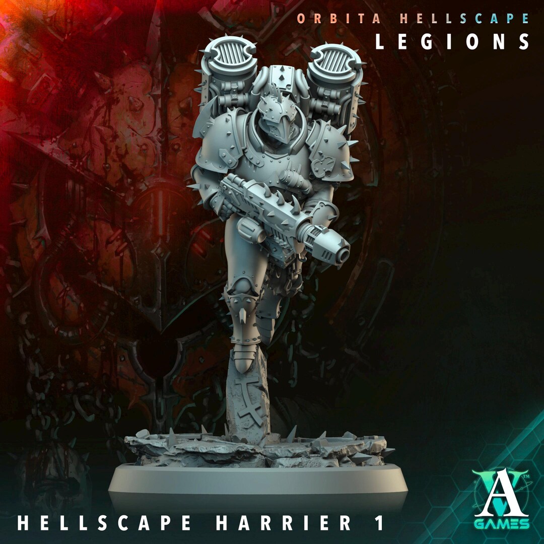 Wargame Miniature Hellscape Jump Pack Infantry Miniature for Dungeons ...