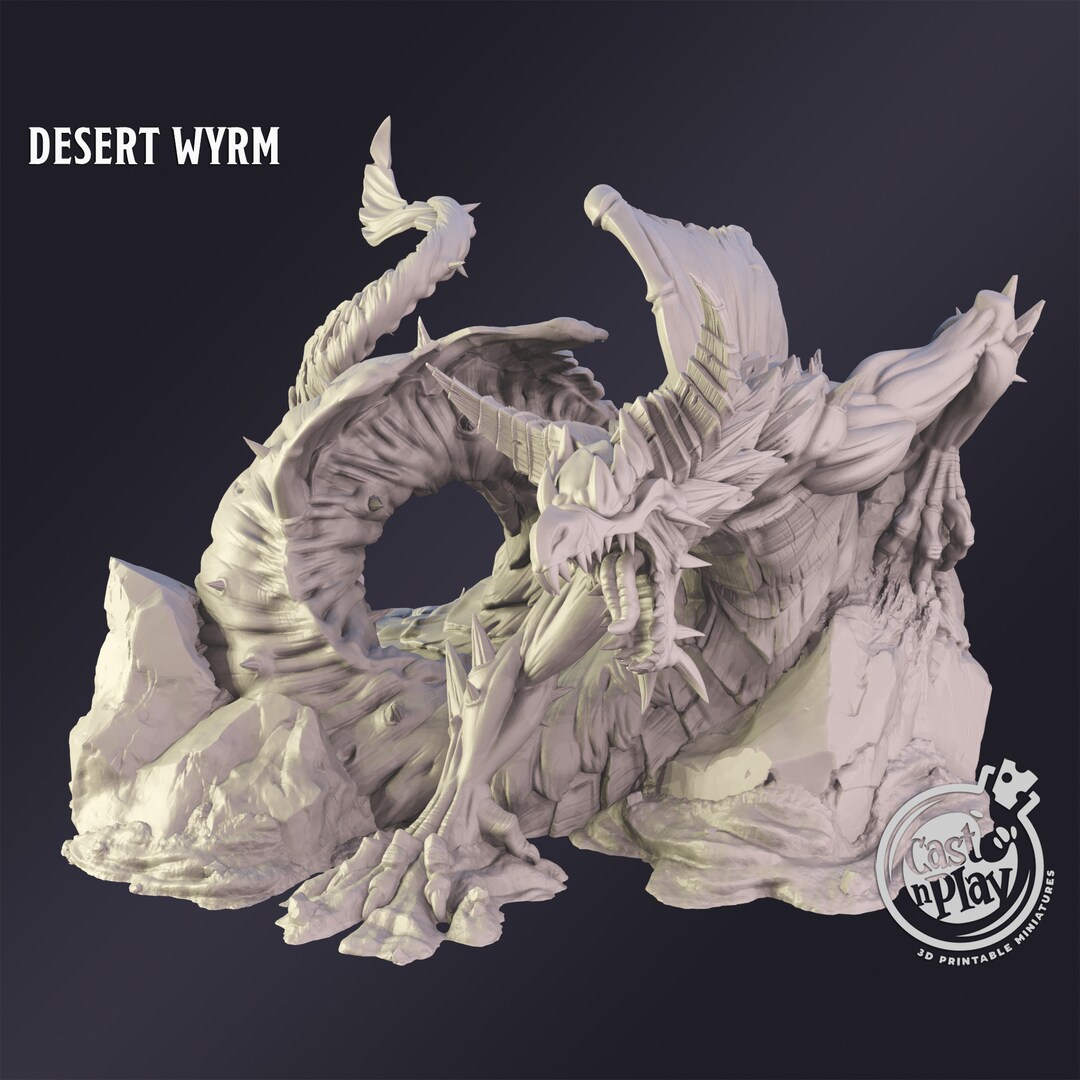 Dnd Miniature Desert Wyrm Miniature for Dungeons and Dragons Tabletop ...
