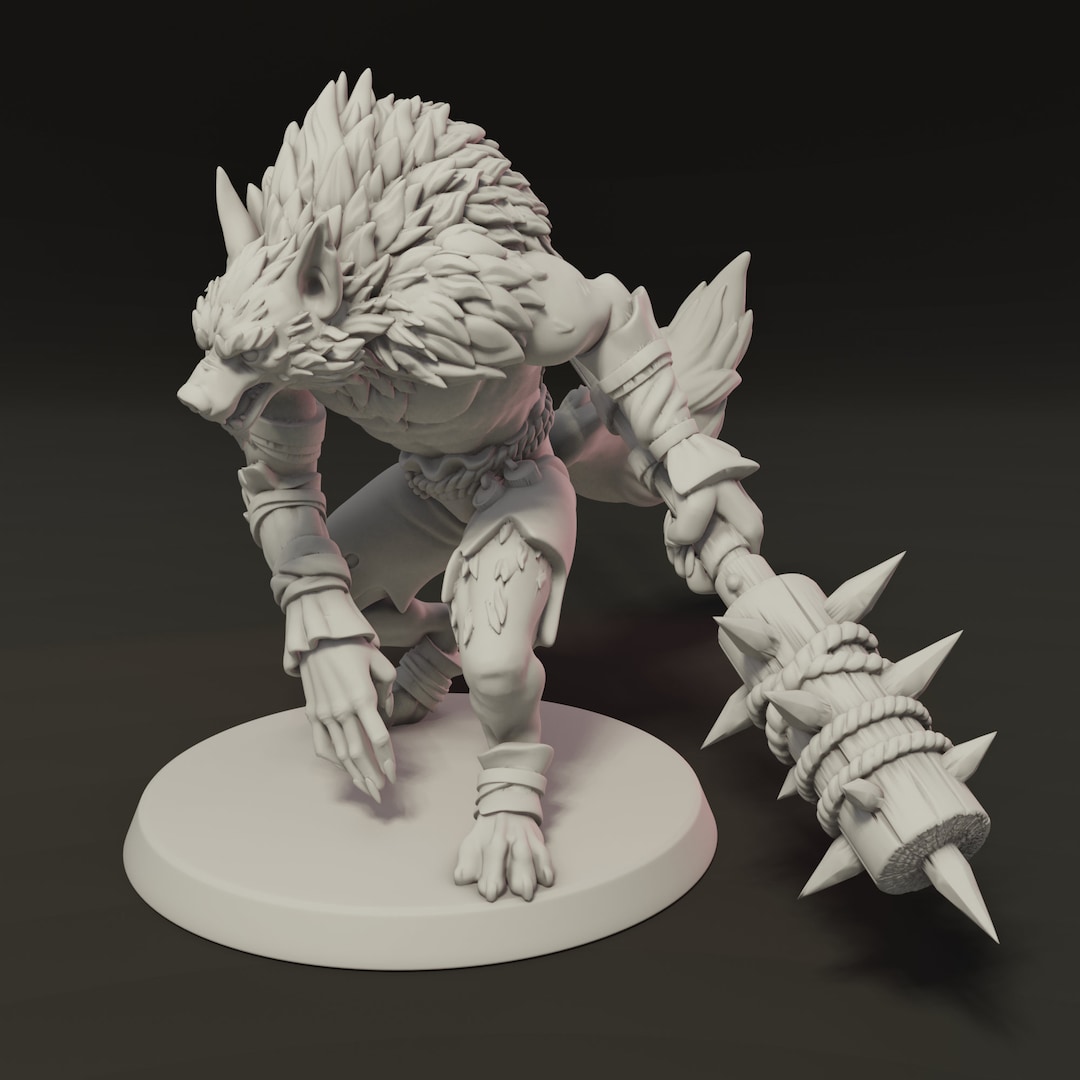 Dnd Miniature Werewolf Fighter Lycanthrope Miniature for Dungeons and ...