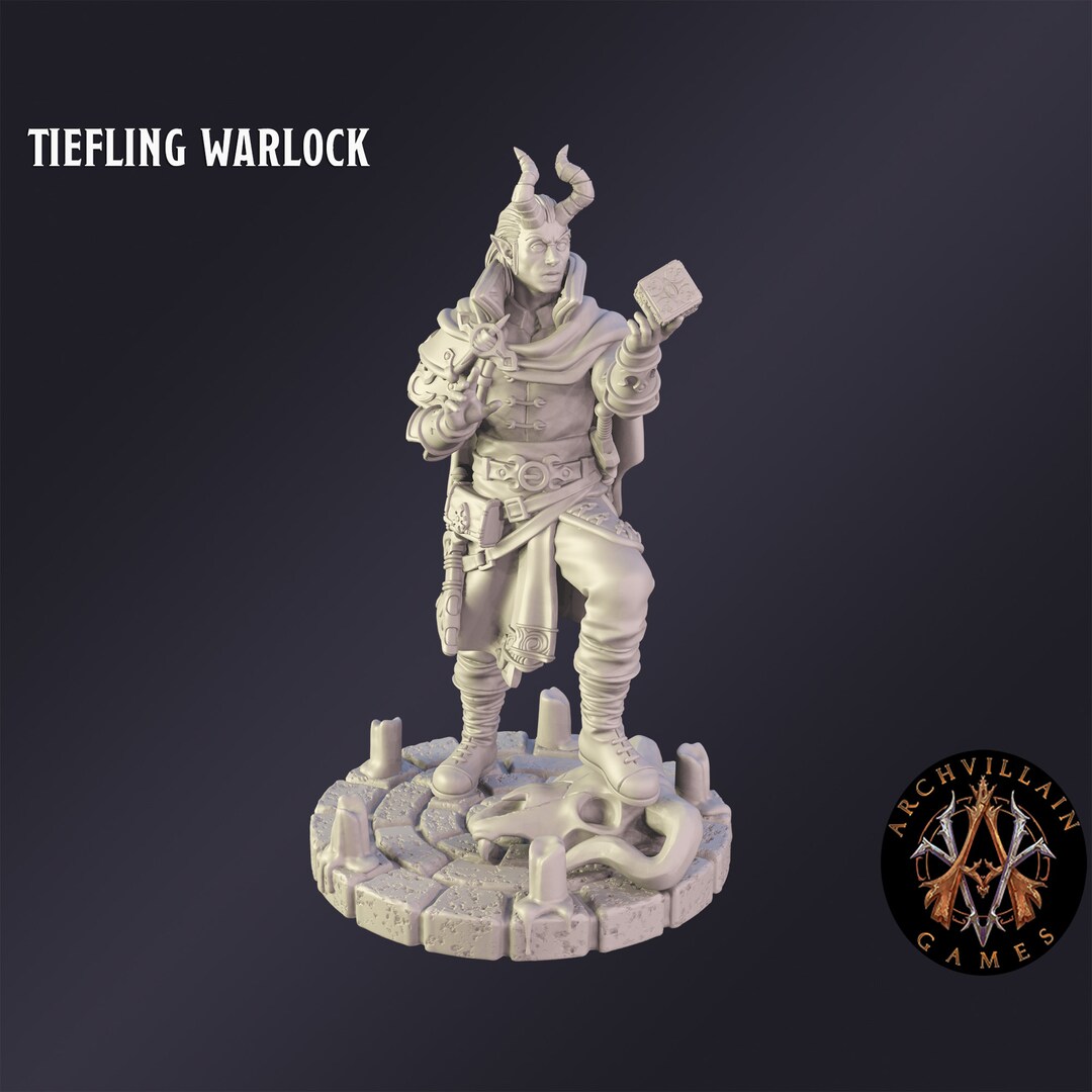 Dnd Miniature Tiefling Warlock Miniature for Dungeons and Dragons Tabletop RPG Wargaming ...