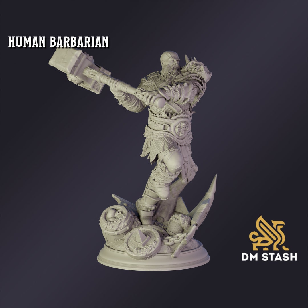 Dnd Miniature Human Barbarian Miniature for Dungeons and Dragons ...