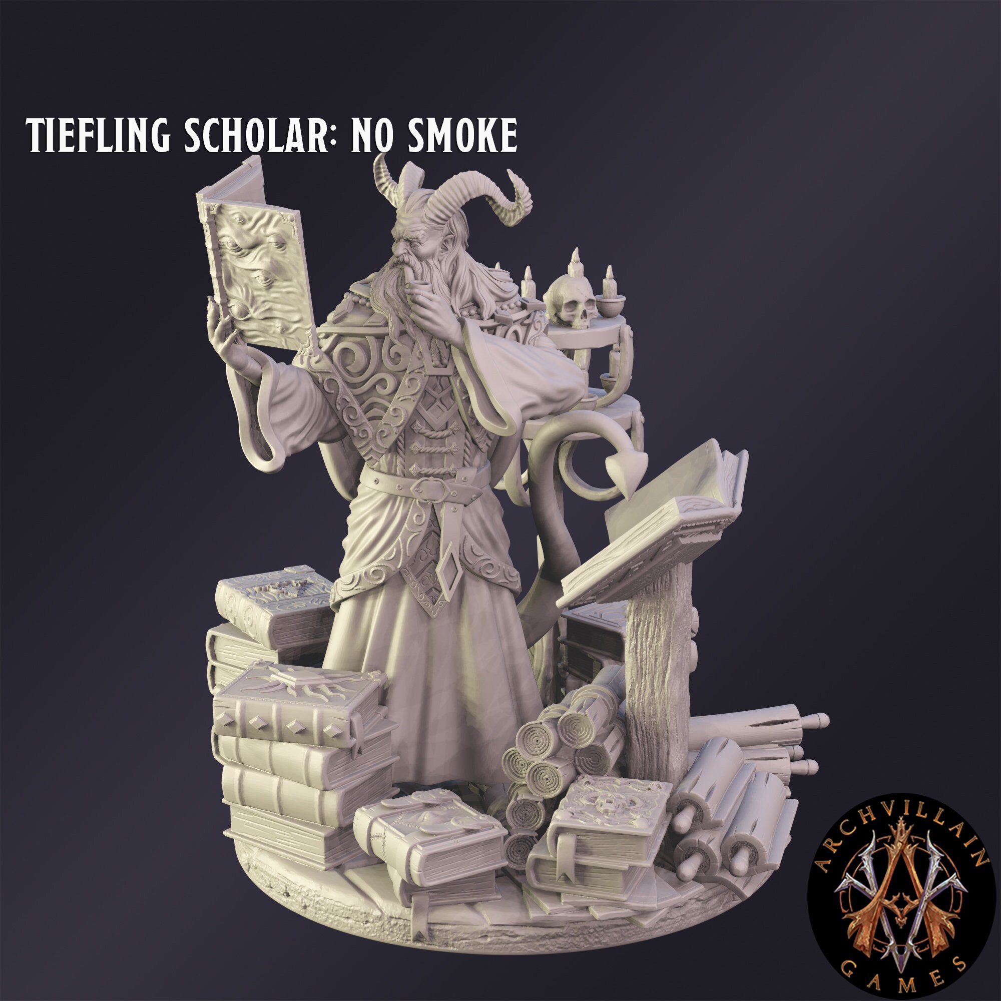 Tiefling Scholar Premium Tabletop Game Miniature From Etsy
