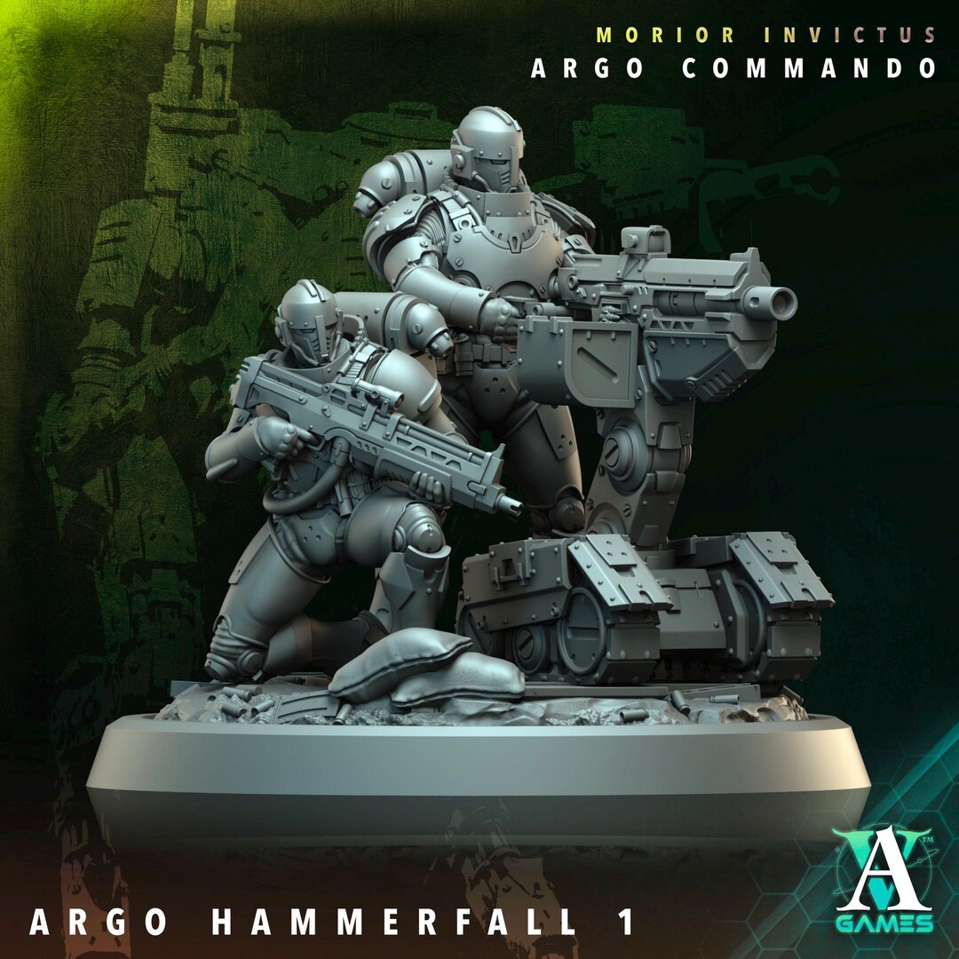 Wargame Miniature Commando Heavy Gunner Team Miniature for Dungeons and ...