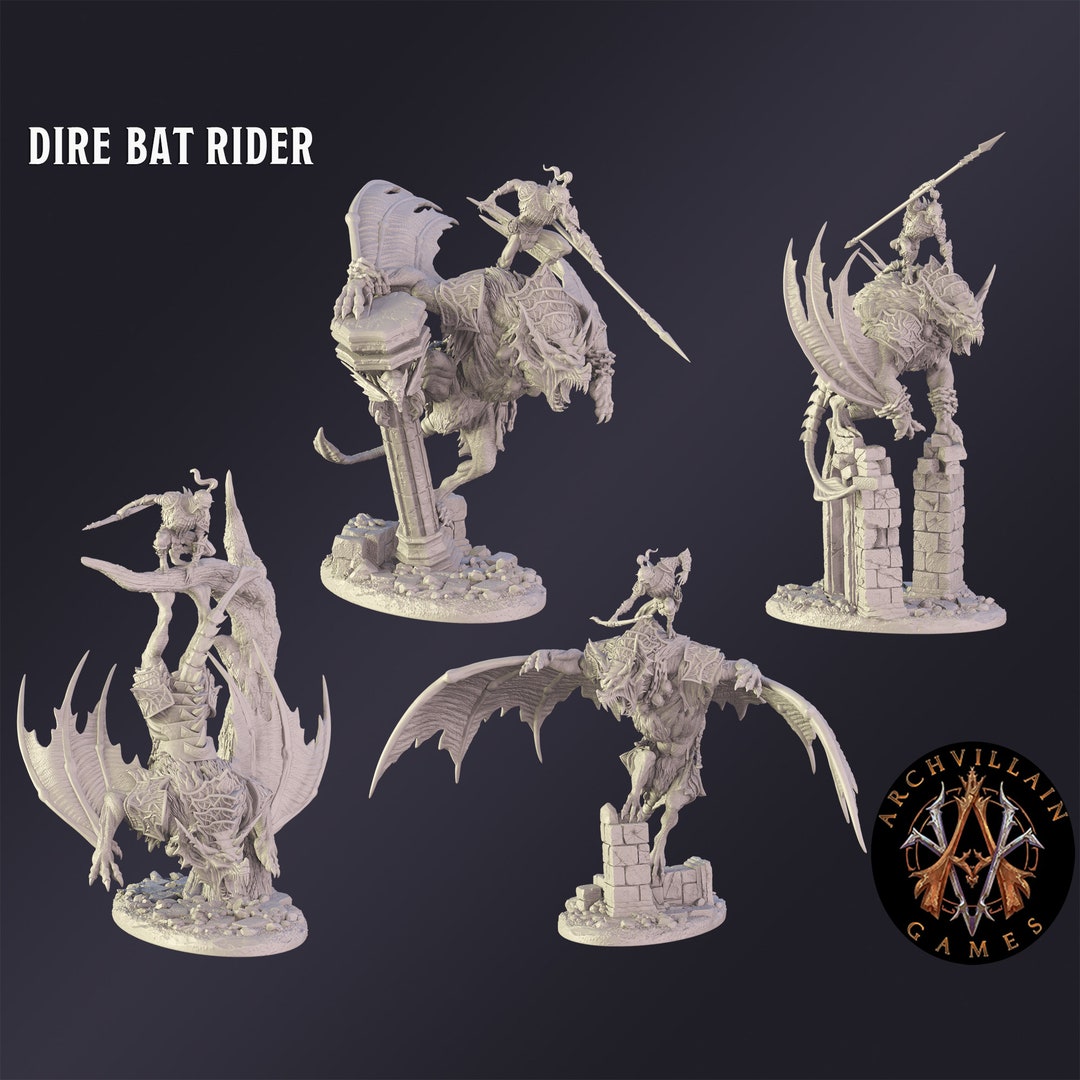 Dnd Miniature Dire Bat Rider Miniature for Dungeons and Dragons ...