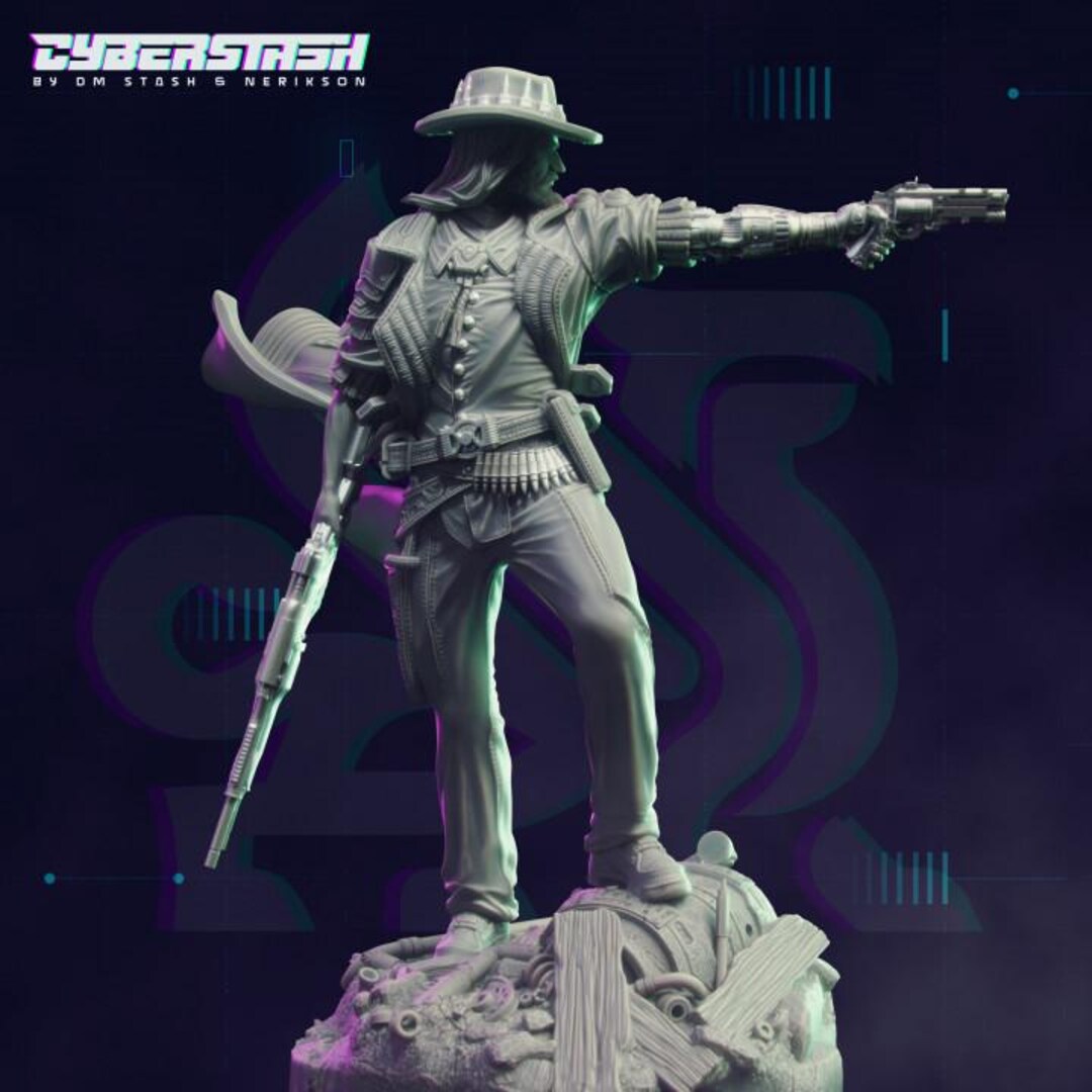 Dnd Cyberpunk Miniature Cyberpunk Cowboy Outlaw Miniature for Dungeons ...