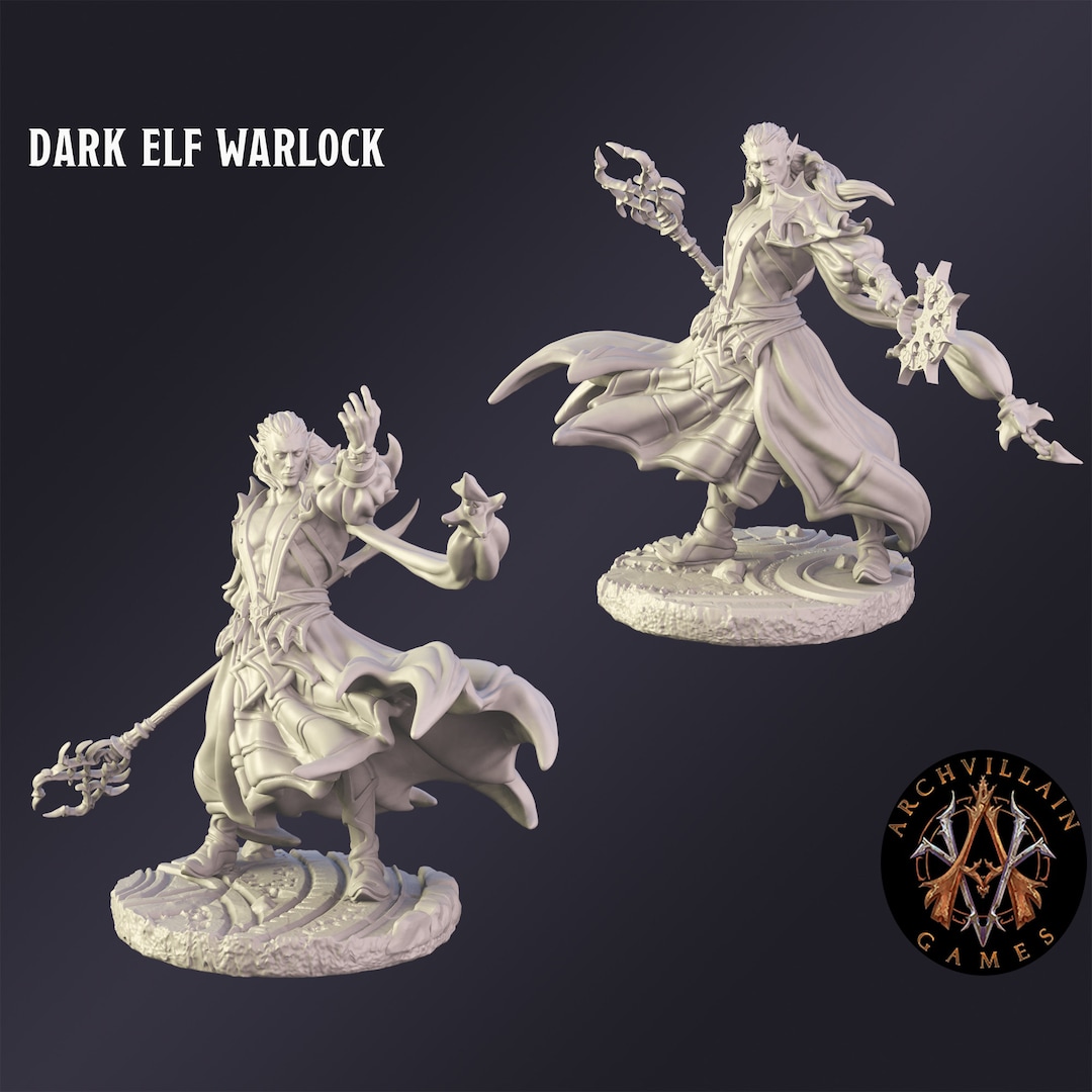 Dnd Miniature Dark Elf Warlock Miniature for Dungeons and Dragons ...