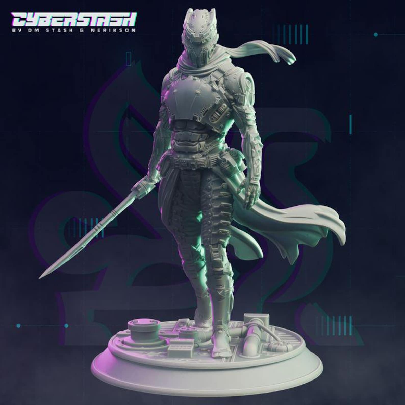 Dnd Cyberpunk Miniature Cyber Ninja Assassin Miniature for Dungeons and ...