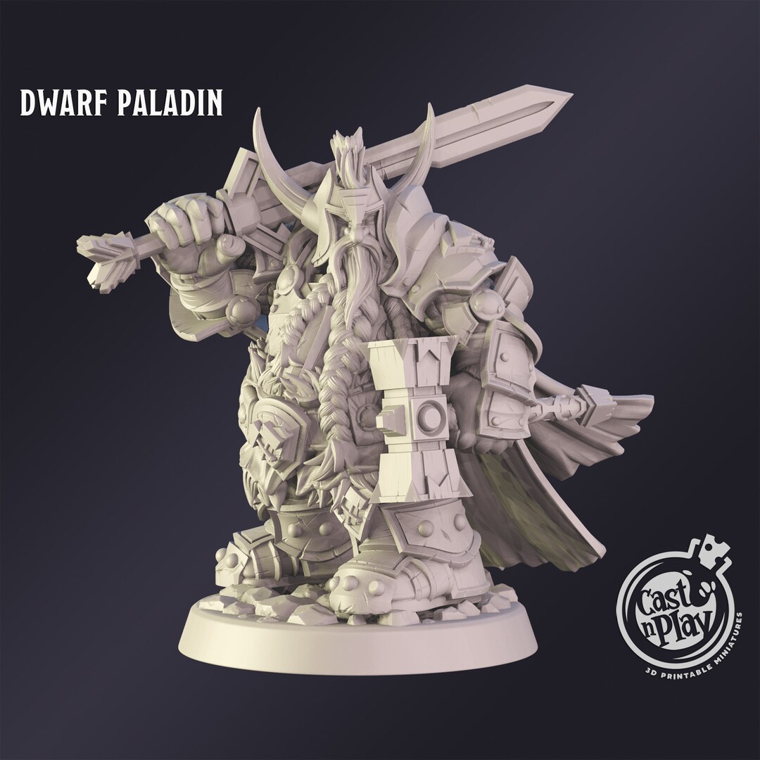 Dnd Miniature Dwarf Paladin Miniature for Dungeons and Dragons Tabletop ...