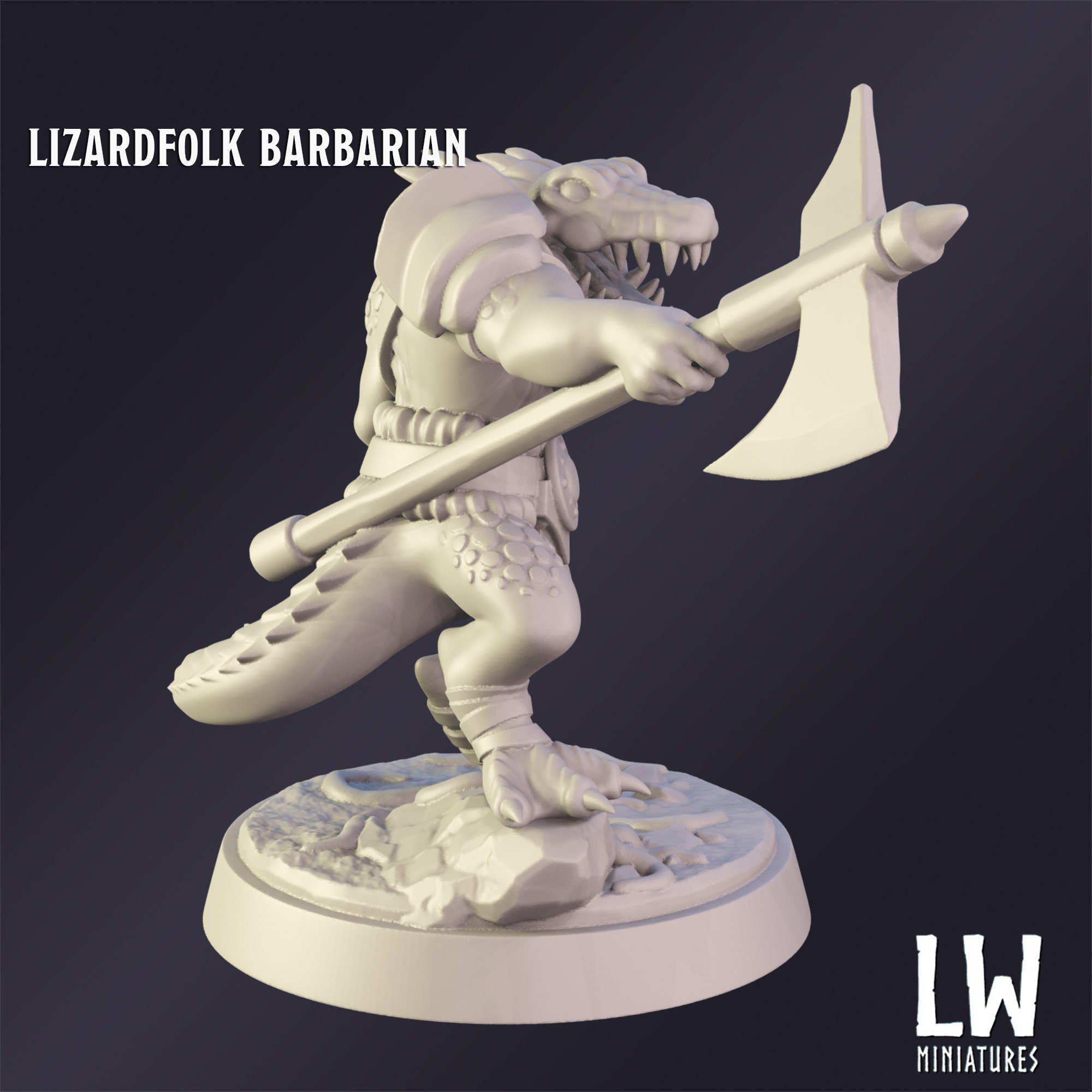 Dnd Miniature Lizardfolk Barbarian Miniature for Dungeons and Dragons ...