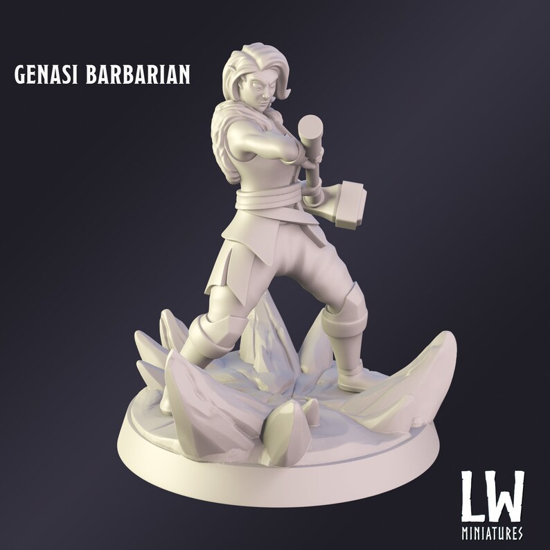 Dnd Miniature Genasi Barbarian Miniature for Dungeons and Dragons ...