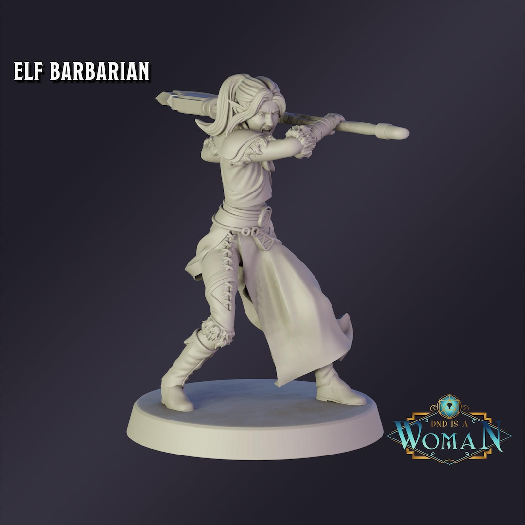Dnd Miniature Elf Barbarian Miniature for Dungeons and Dragons Tabletop ...