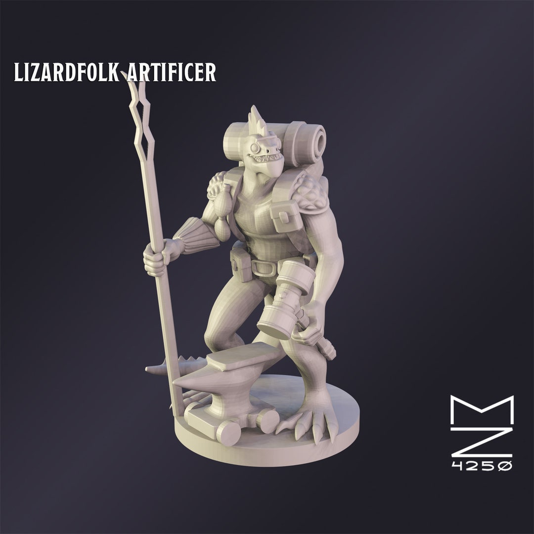 Lizardfolk Artificer Fantasy RPG Miniature From Mz4250, Dungeons and ...
