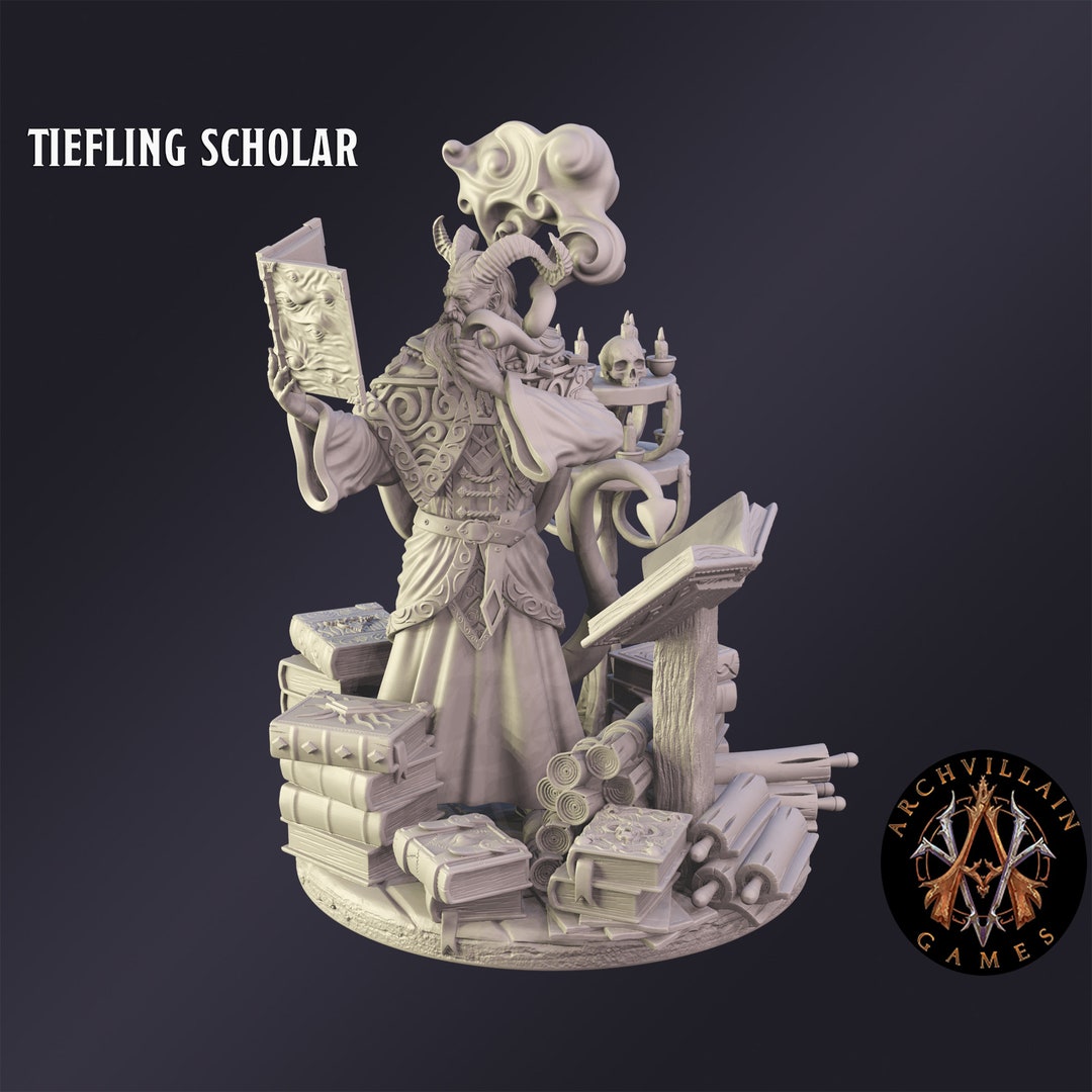 Dnd Miniature Tiefling Scholar Miniature for Dungeons and Dragons ...