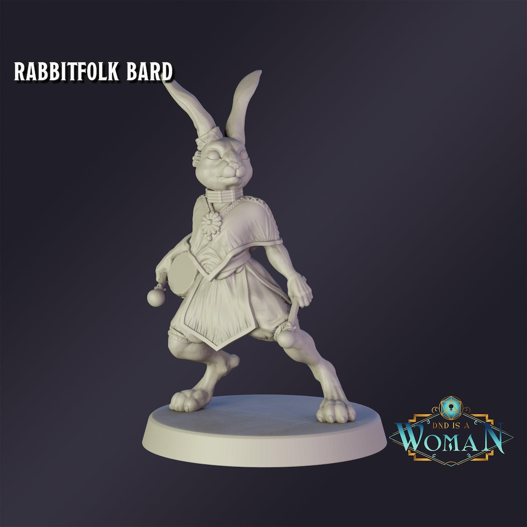 Dnd Miniature Rabbitfolk Bard Miniature for Dungeons and Dragons ...