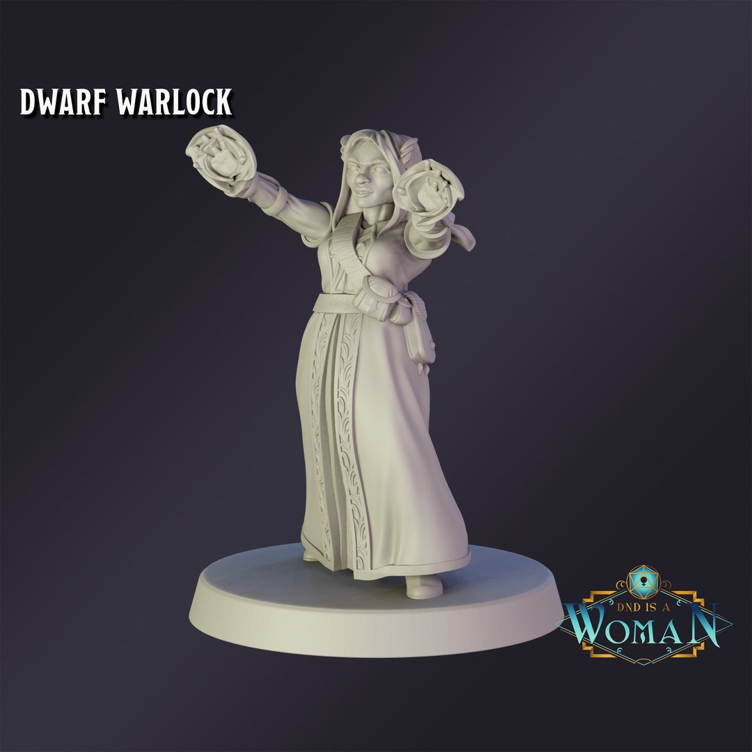 Dnd Miniature Dwarf Warlock Miniature for Dungeons and Dragons Tabletop RPG Wargaming Miniature ...