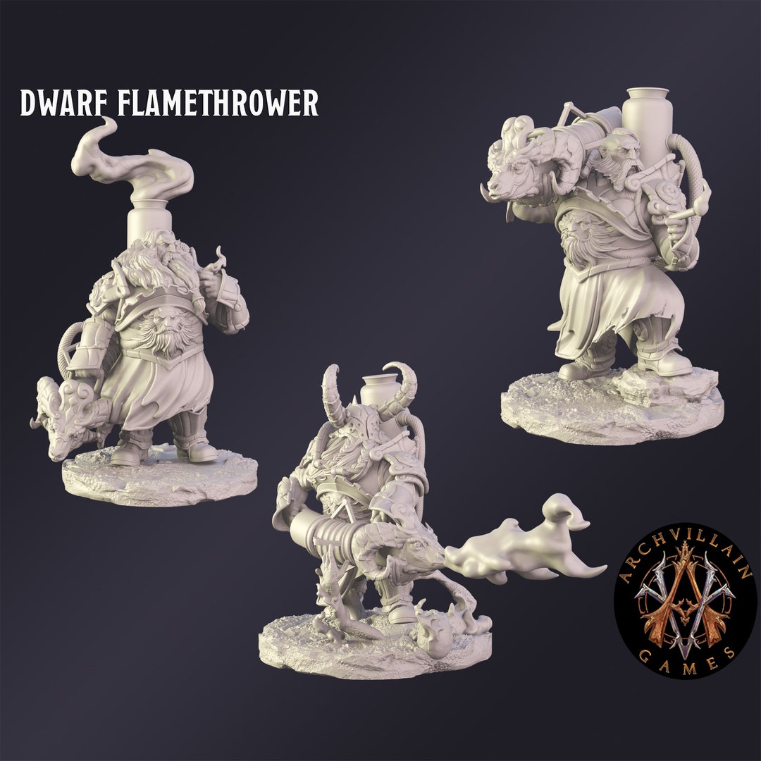 Dnd Miniature Dwarf Flamethrower Miniature for Dungeons and Dragons ...