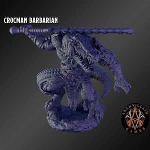Dnd Miniature Crocman Barbarian Miniature for Dungeons and Dragons Tabletop RPG Wargaming ...