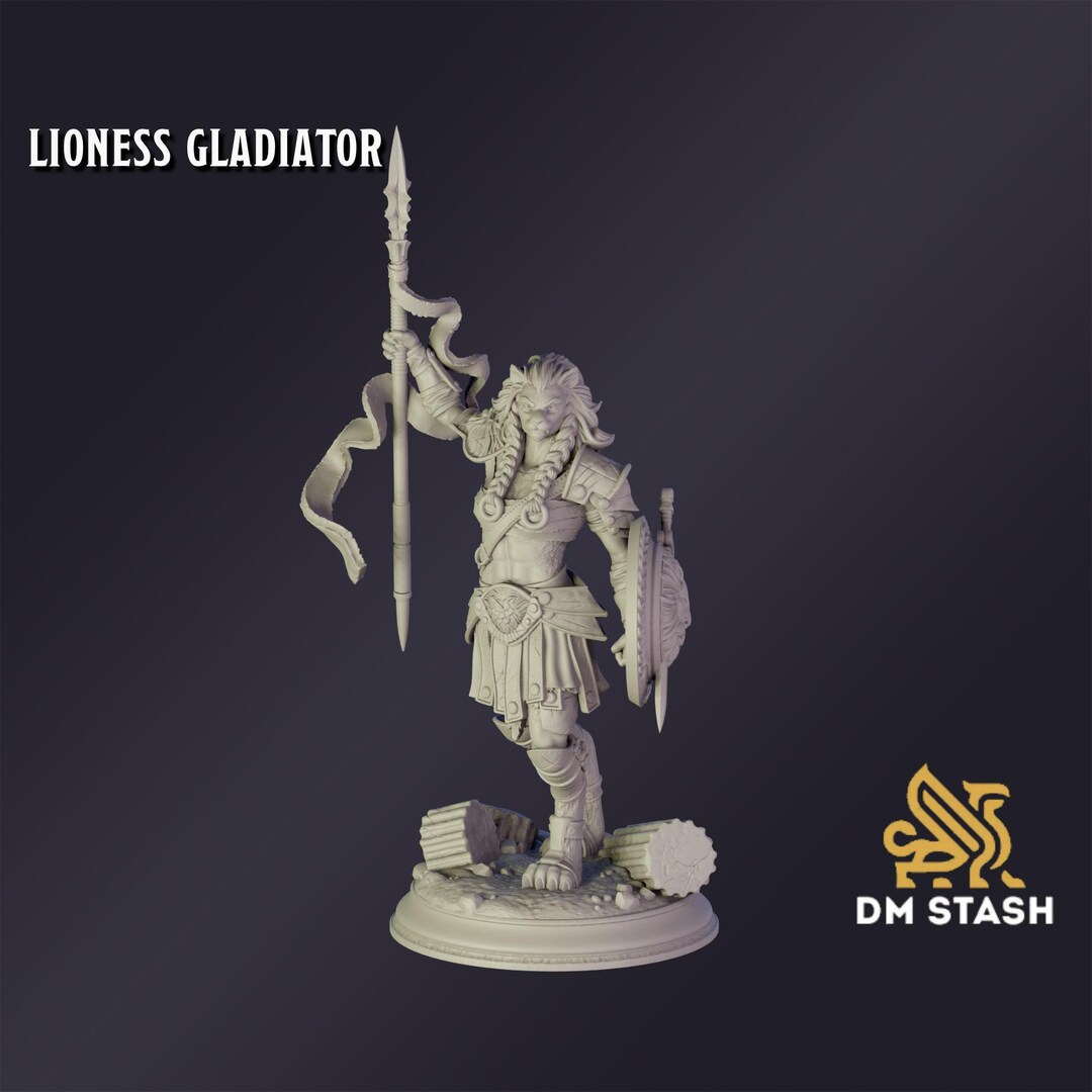 Dnd Miniature Leonin Gladiator Miniature for Dungeons and Dragons ...