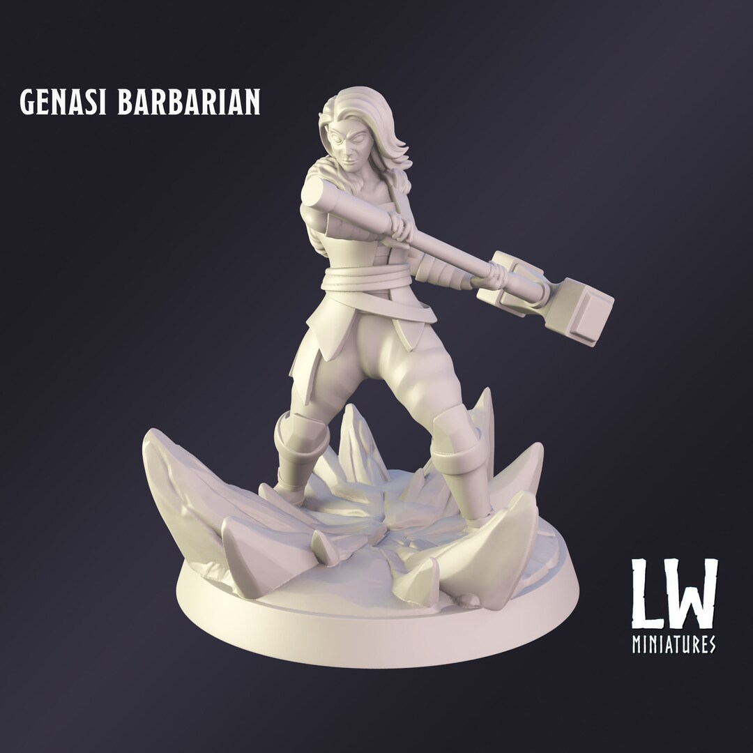Dnd Miniature Genasi Barbarian Miniature for Dungeons and Dragons ...