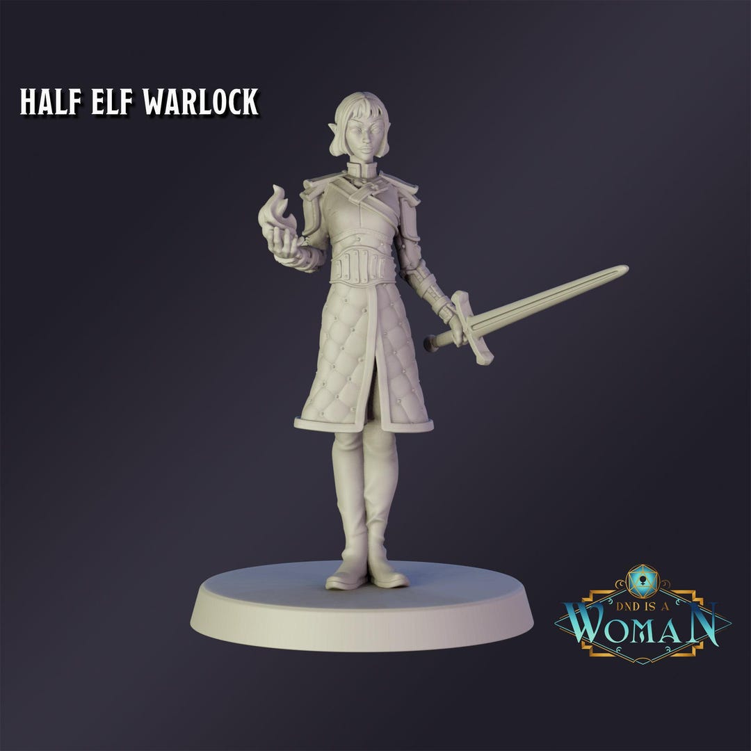 Dnd Miniature Half Elf Warlock Miniature for Dungeons and Dragons ...