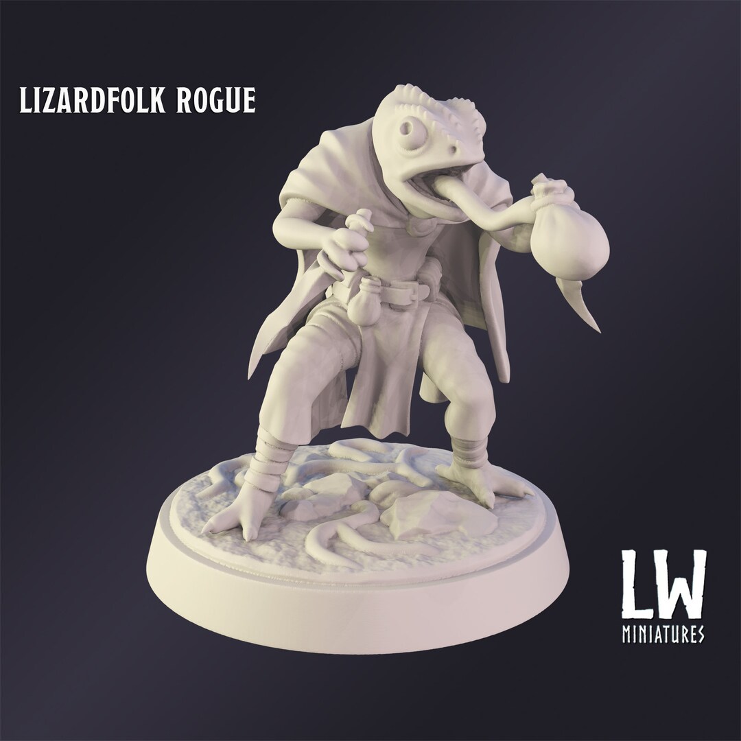 Dnd Miniature Lizardfolk Rogue Miniature for Dungeons and Dragons ...