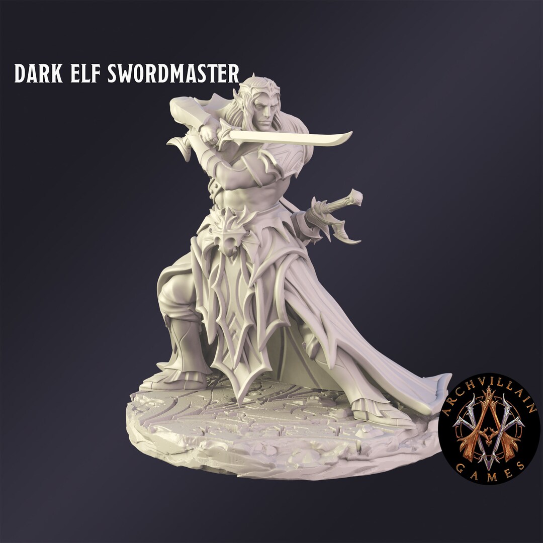 Dnd Miniature Dark Elf Swordmaster Miniature for Dungeons and Dragons ...
