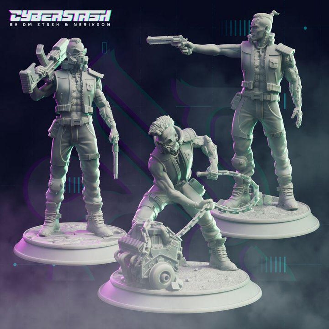 Dnd Cyberpunk Miniature Biker Gang Thug Miniature for Dungeons and ...