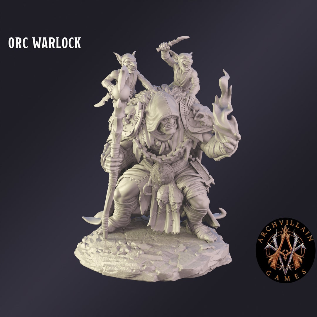 Dnd Miniature Orc Warlock Miniature for Dungeons and Dragons Tabletop ...