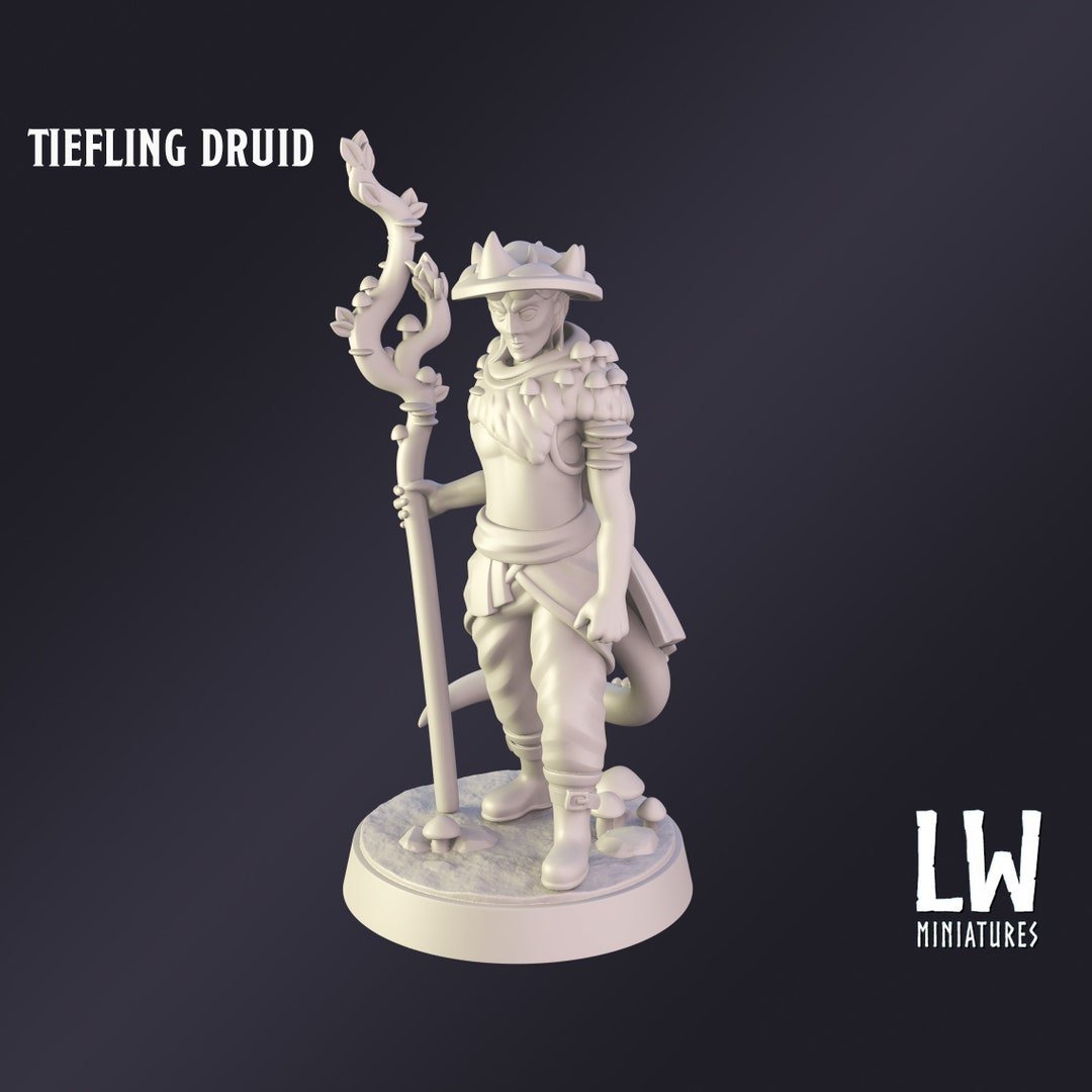 Dnd Miniature Tiefling Druid Miniature for Dungeons and Dragons ...