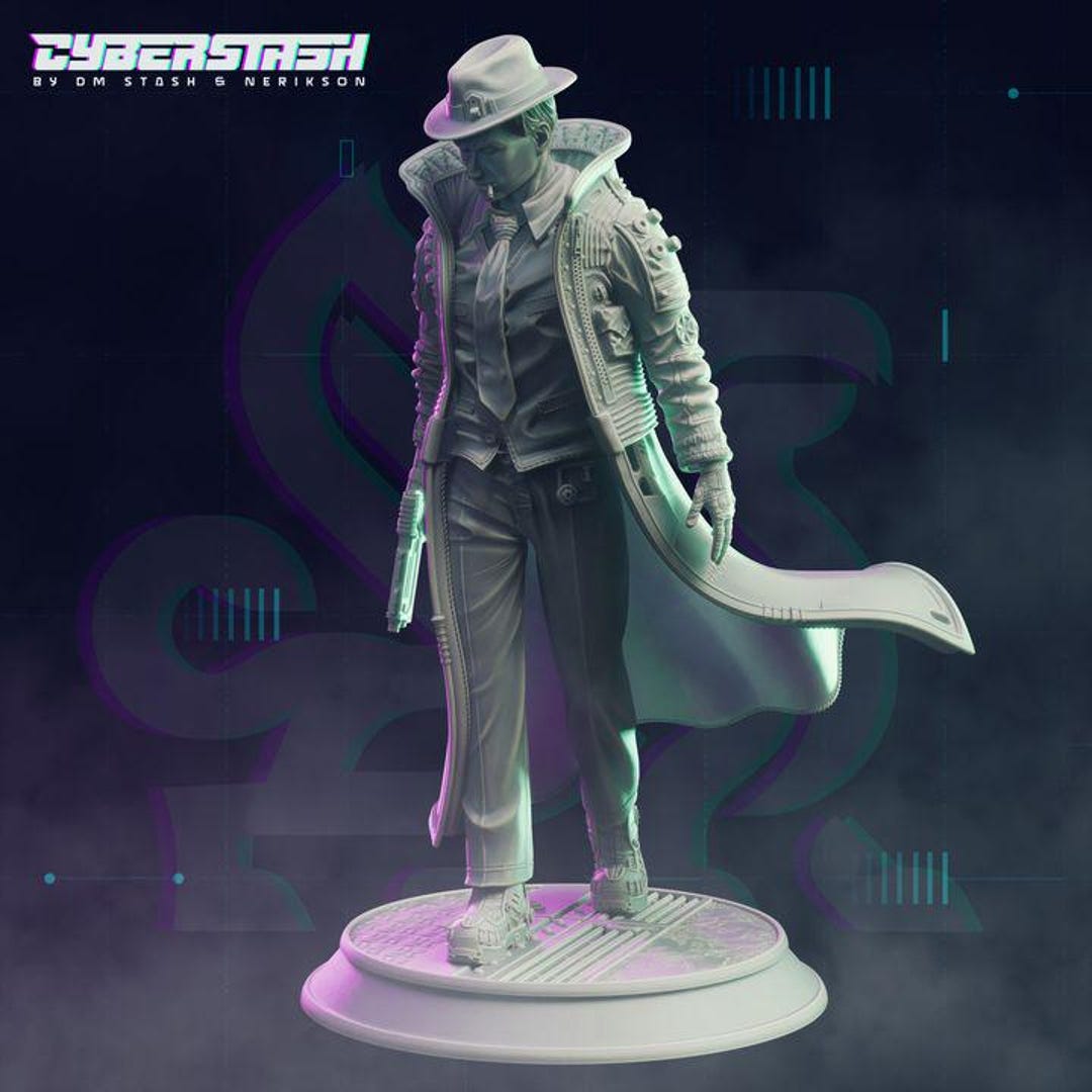 Dnd Cyberpunk Miniature Neo Noir Detective Miniature for Dungeons and ...